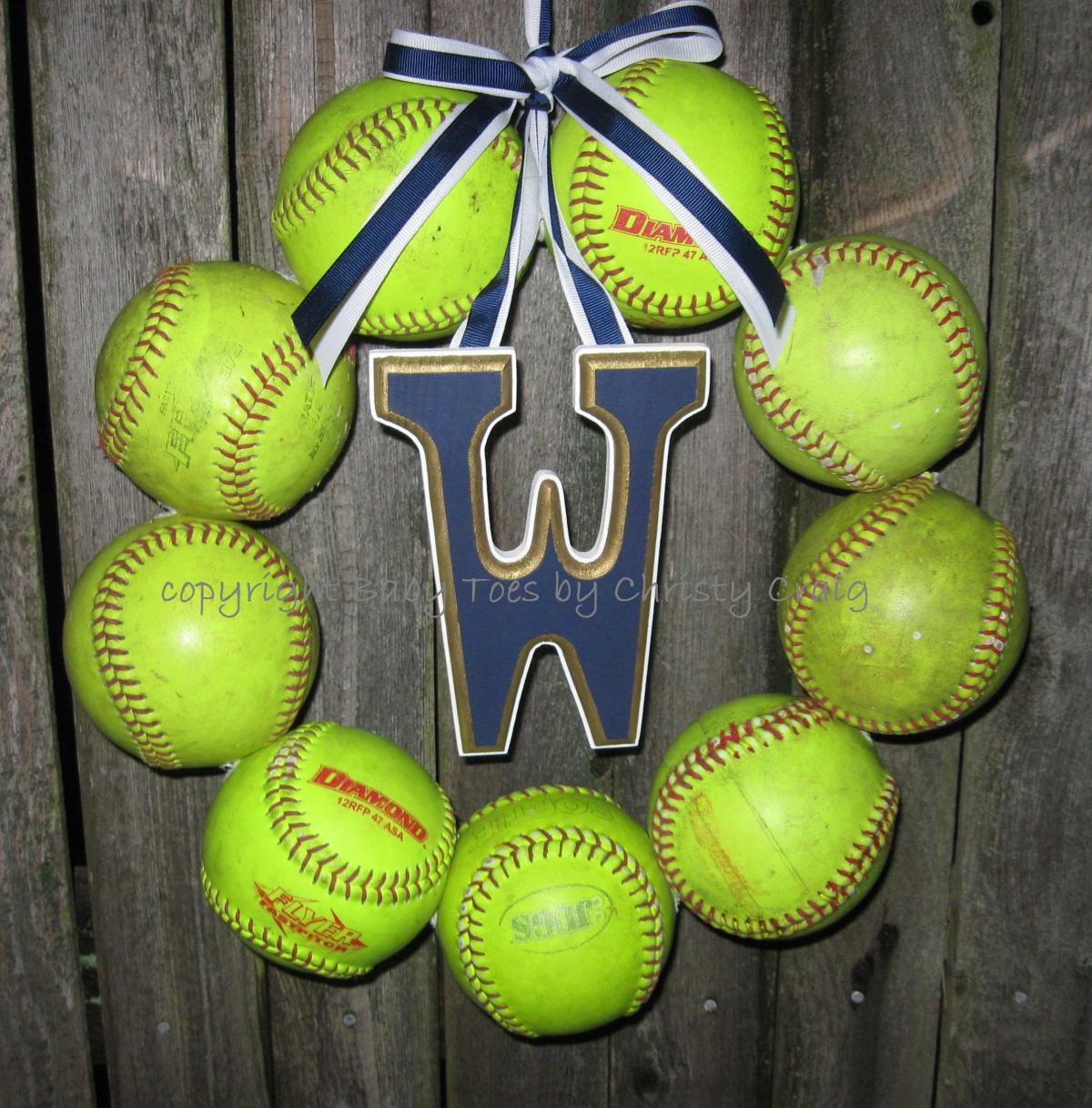 Softball Love Wreath - With Letter on Luulla