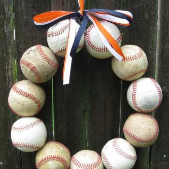 Baseball Love Wreath - Three Ribbons, No Letter on Luulla